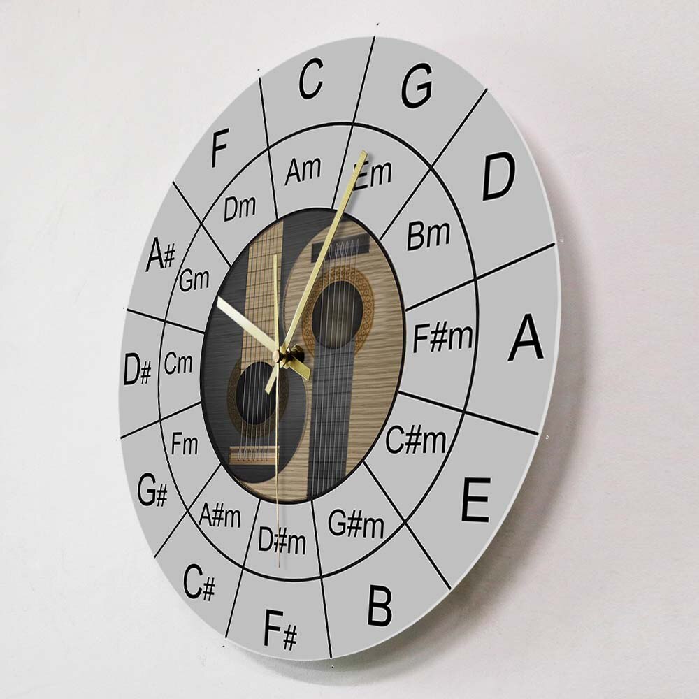 Guitar Chords Yin And Yang Music Wall Clock Acoust... – Grandado