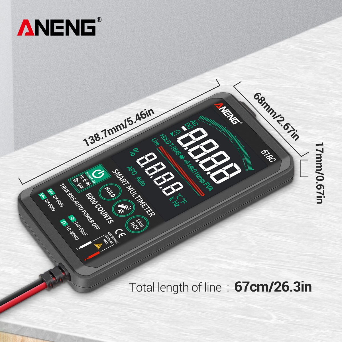 Digital Multimeter Continuity True RMS Backlit Aut... – Vicedeal