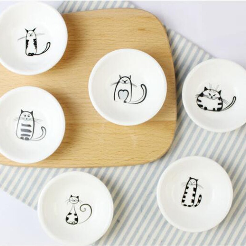 Cute Cat Small Saucer Shape Mini Plate Ceramics Ca... – Grandado