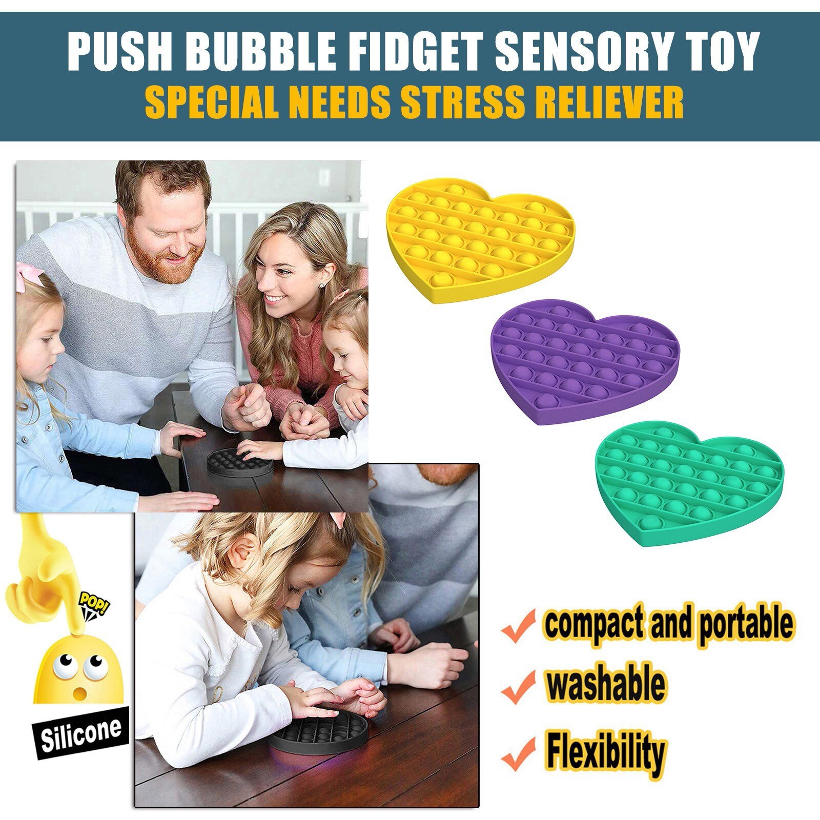 Push Bubble Sensory Toy Autism Special Needs Stres... – Grandado