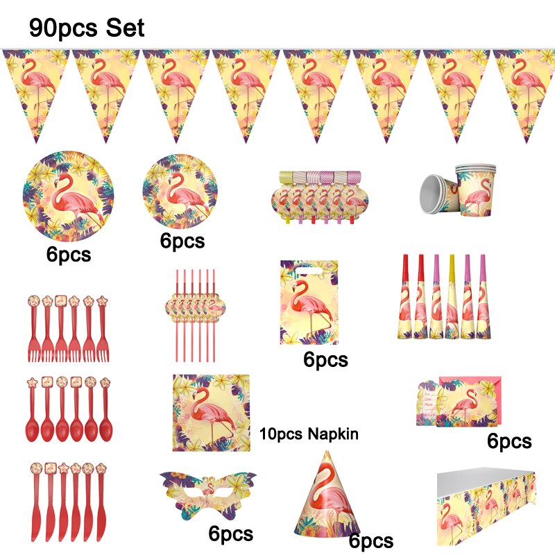 Flamingo disposable tableware Hawaii Party Luau Fl... – Vicedeal