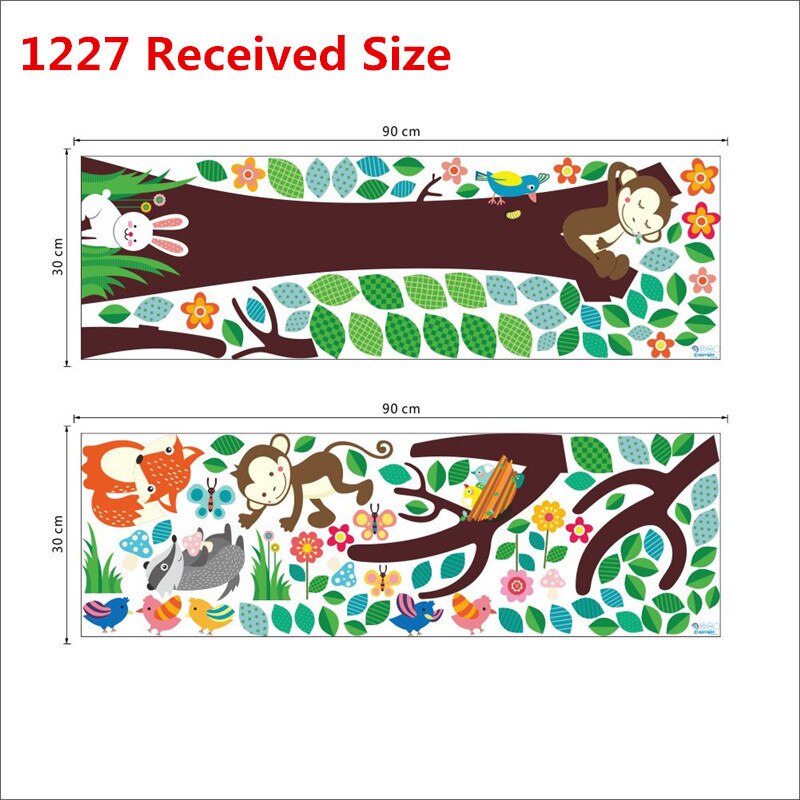 Cartoon Forest Animal Monkeys Rabbit Birds Tree Wa... – Grandado