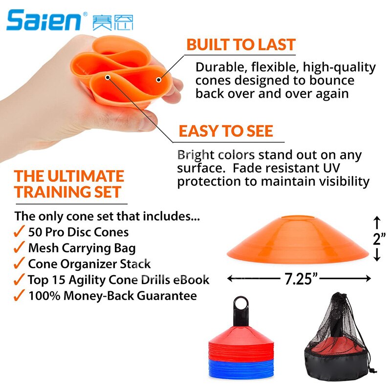 Pro Disc Cones (Set of 50) - Agility Soccer Cones ... – Grandado