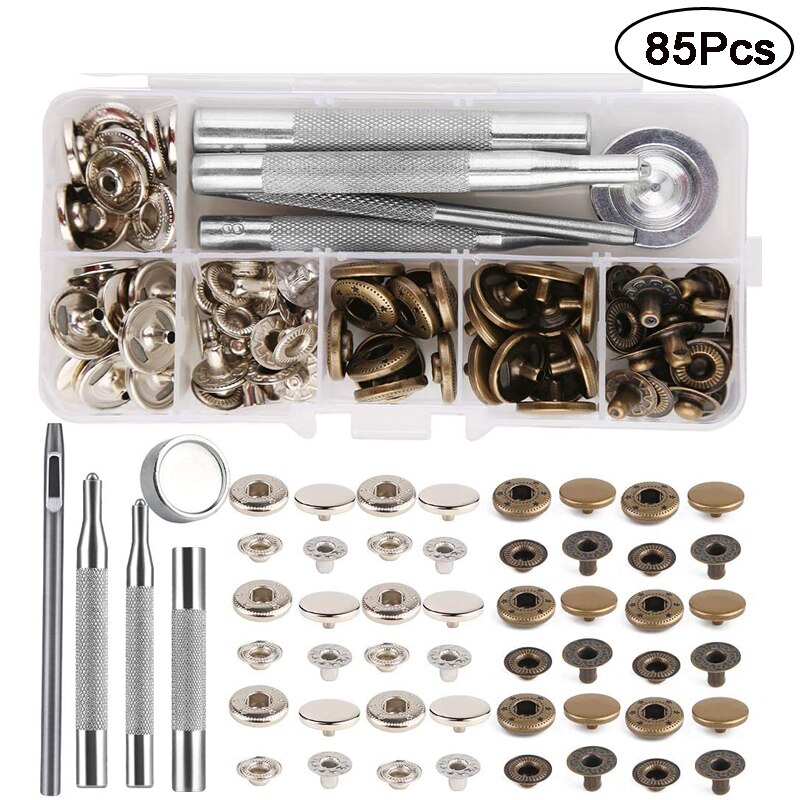 LMDZ Leather Snap Fasteners Kit Metal Button Snaps... – Grandado