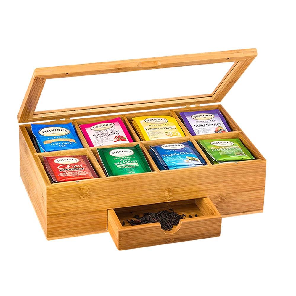 5-Grid Natural Wood Tea Caddies Tea Bag Multifunct... – Grandado