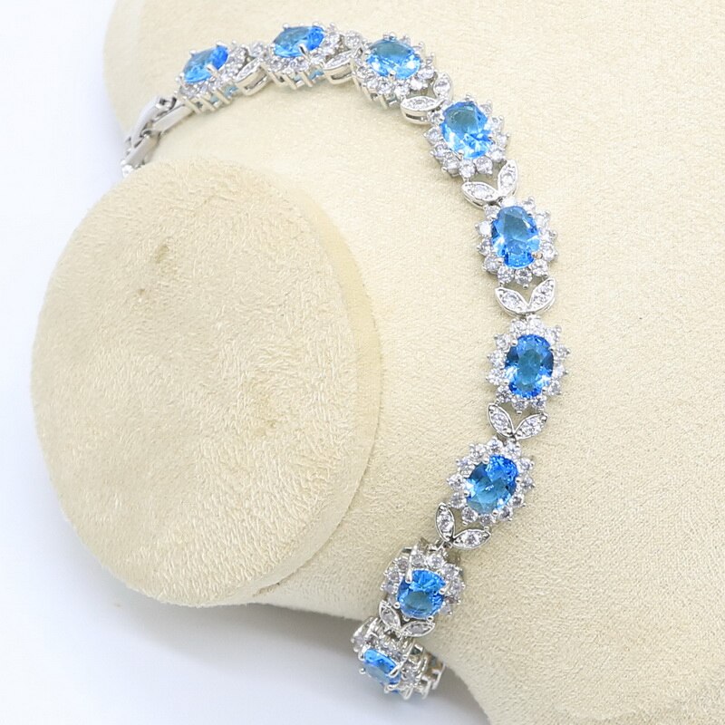 Set de Joyas de Color plateado y cristal azul ciel... – Vicedeal