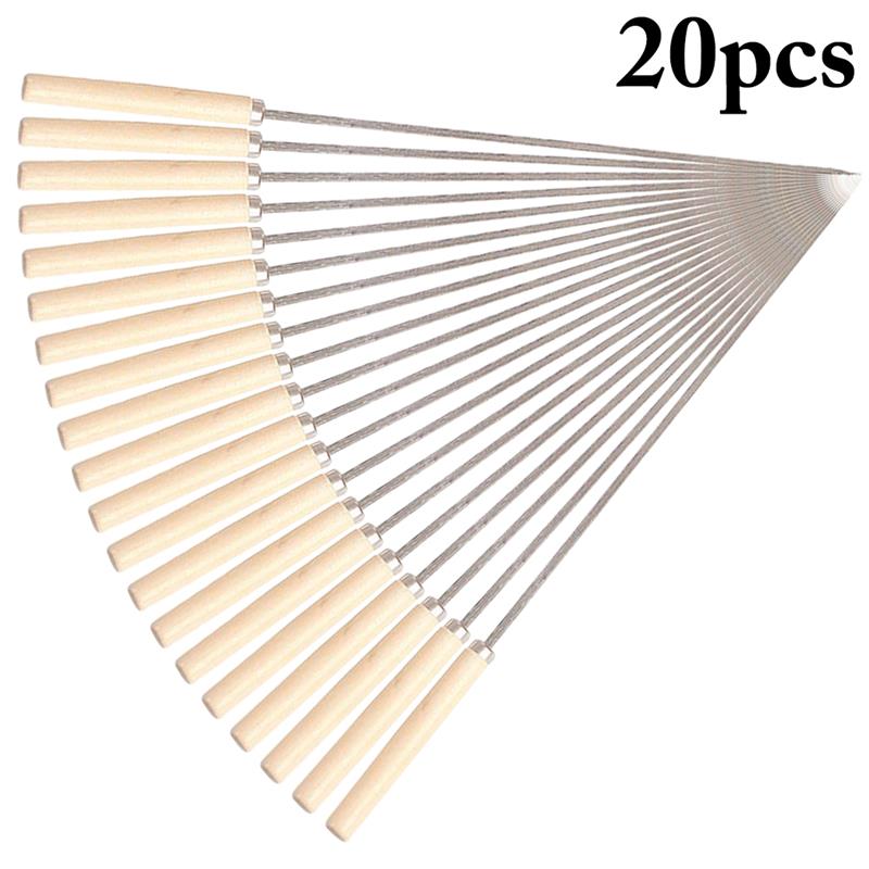 20Pcs Rvs Barbecue Spies Houten Handvat Kabob Spie... – Vicedeal