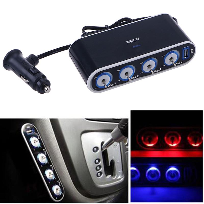 Portable 4-Way DC Car Cigarette Lighter Socket Spl... – Vicedeal
