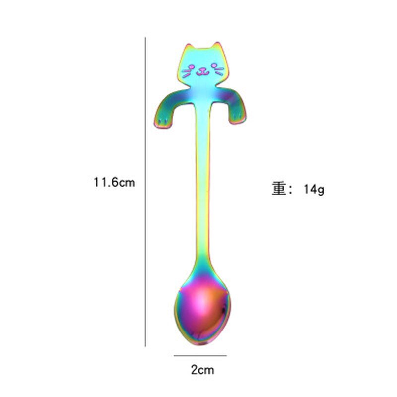 Cuchara de acero inoxidable 11,5 cm Cute Cat Coffe... – Grandado