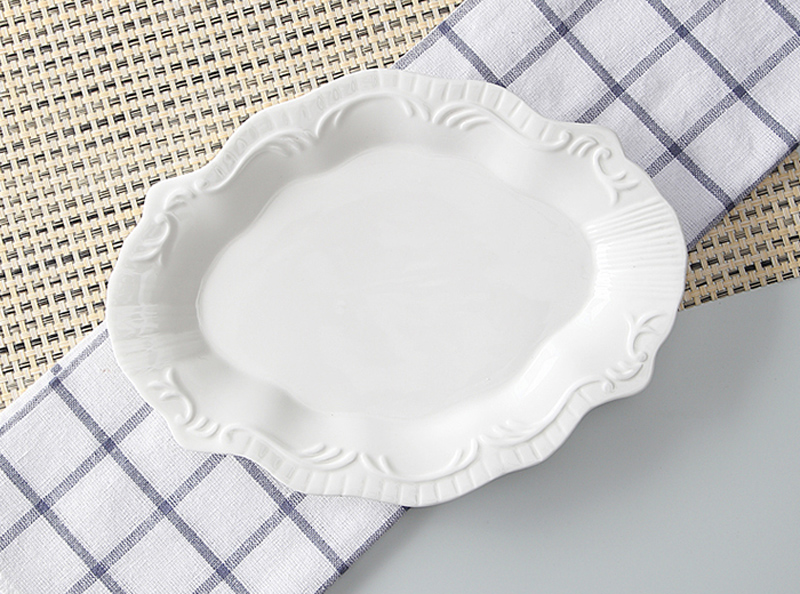 9inch, white embossed porcelain buffet dish tray, ... – Grandado