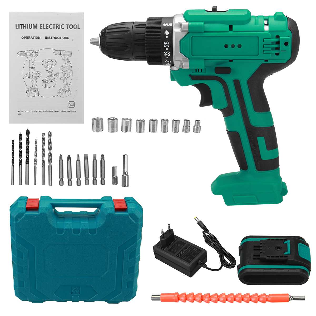 48V 2 Speed Cordless Electric Drill Screwdriver Wi... – Grandado