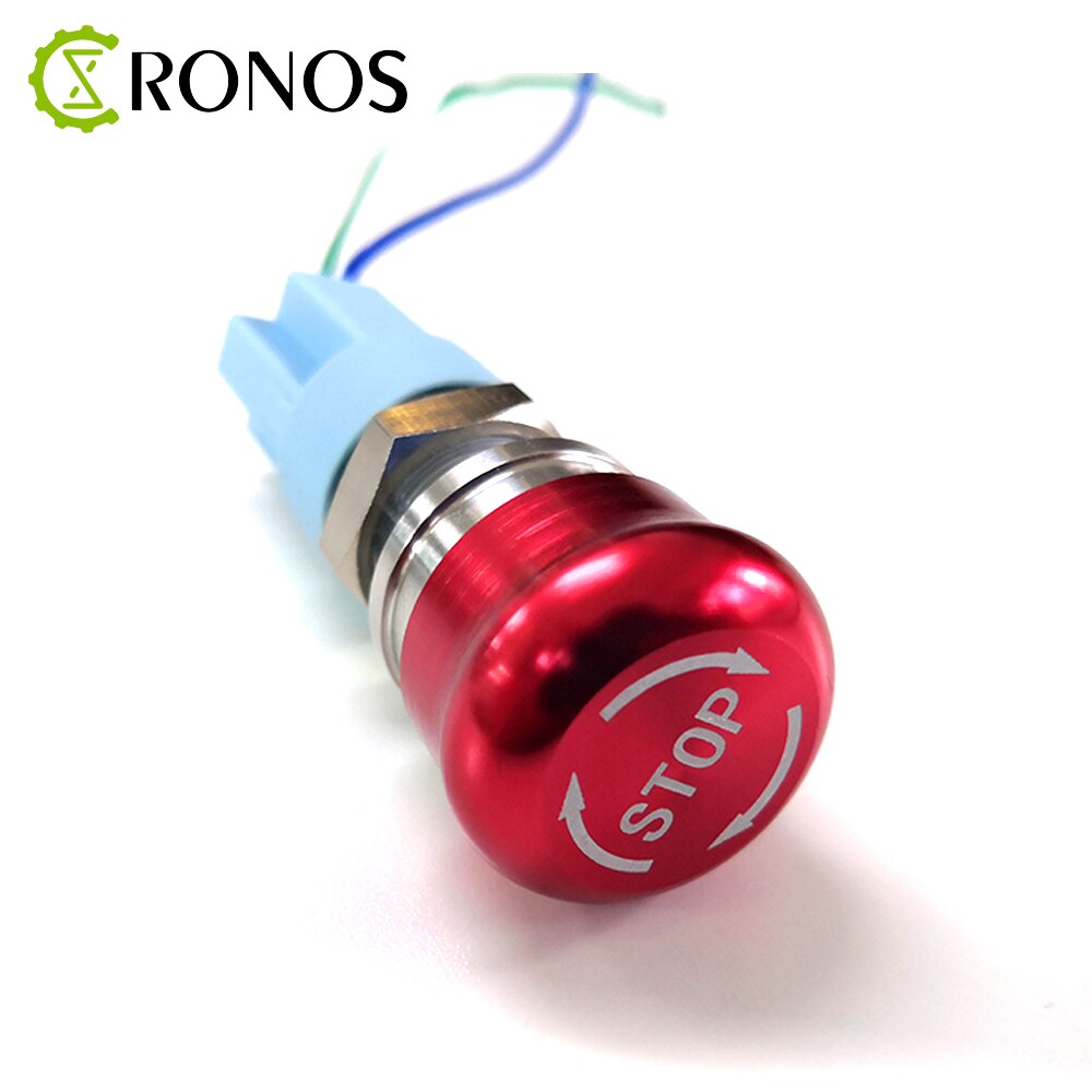 16mm metal knap switch selvlåsende nødstop vandtæt svampe hoved, enhed ...