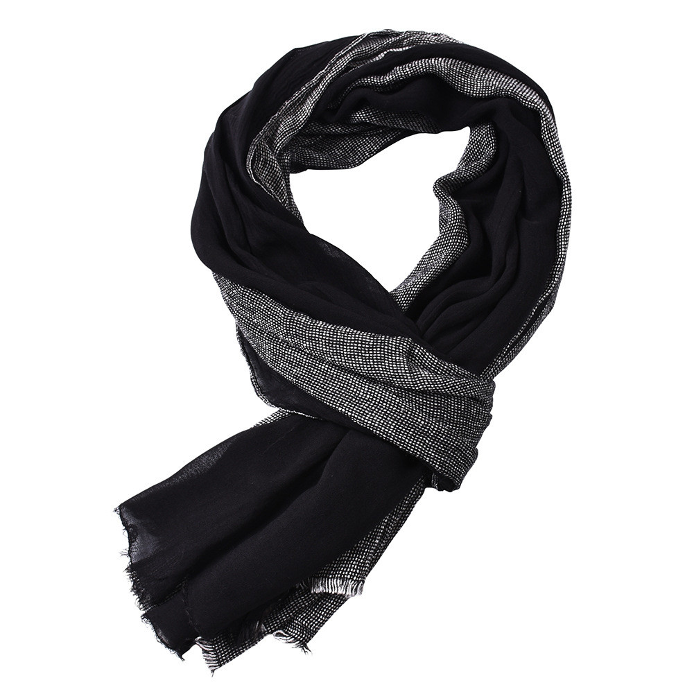 Cotton Linen Scarves Men Splice Crinkle Long Scarf... – Grandado