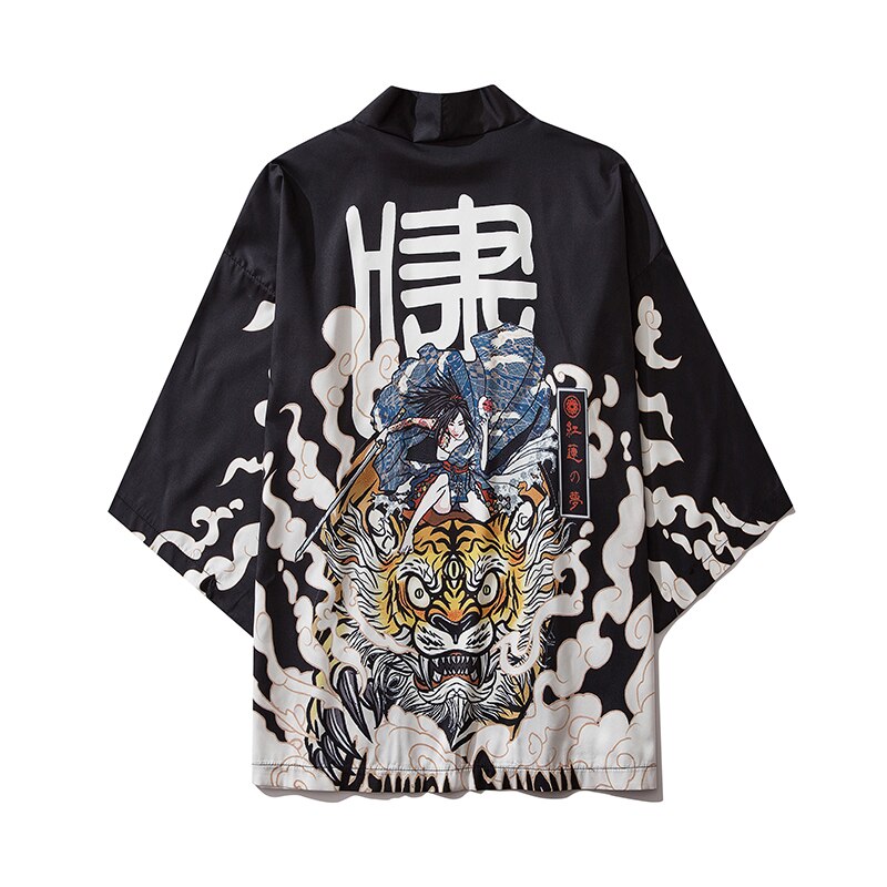 Kimono Tiger Print Cardigan Cosplay Shirt Japanese... – Grandado