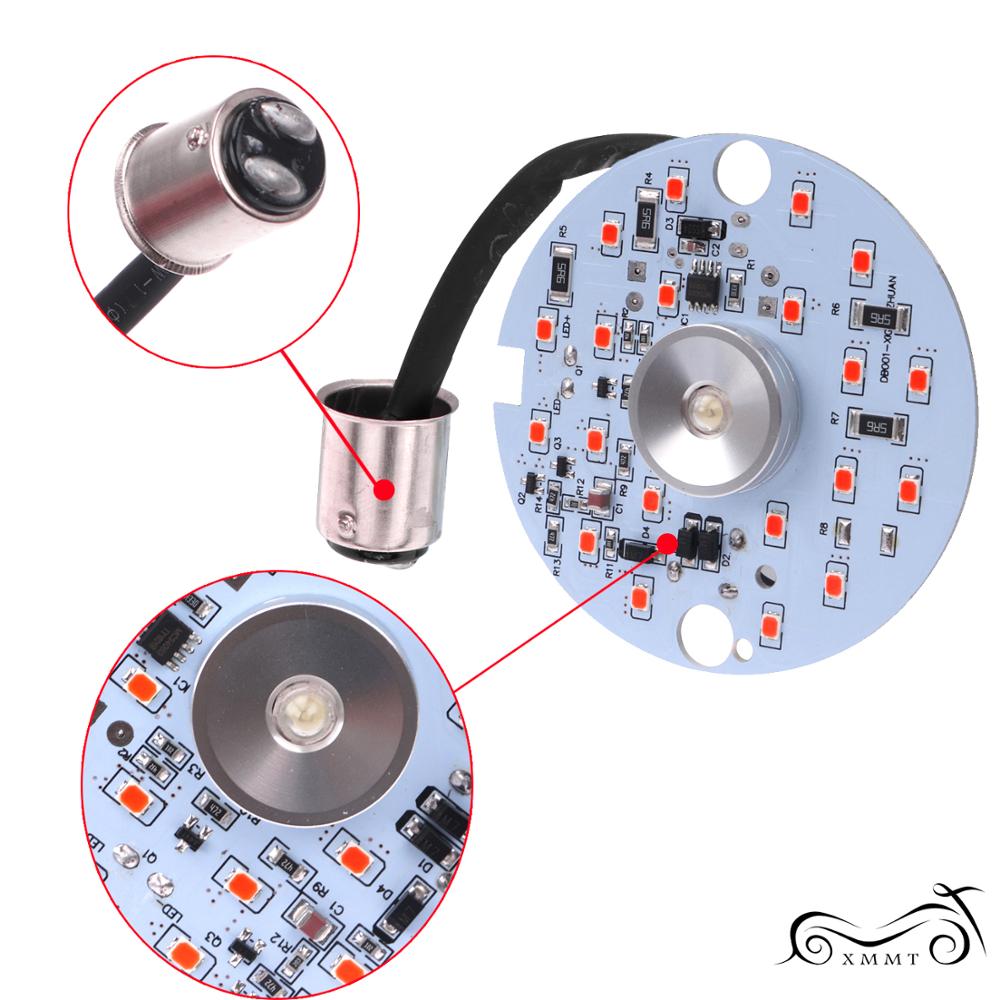 Motorcycle 3" Red 1157 LED Inserts Turn Signal Light Panel For Harley ...