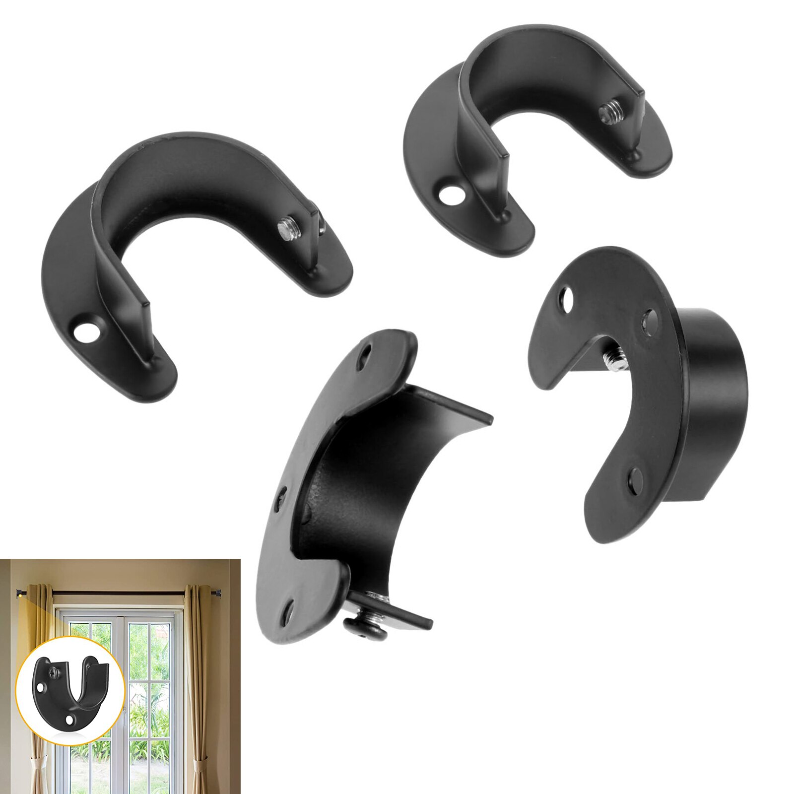 2 Stuks Zwart Rvs Flens Staaf Houders U-vormige Fl... – Vicedeal