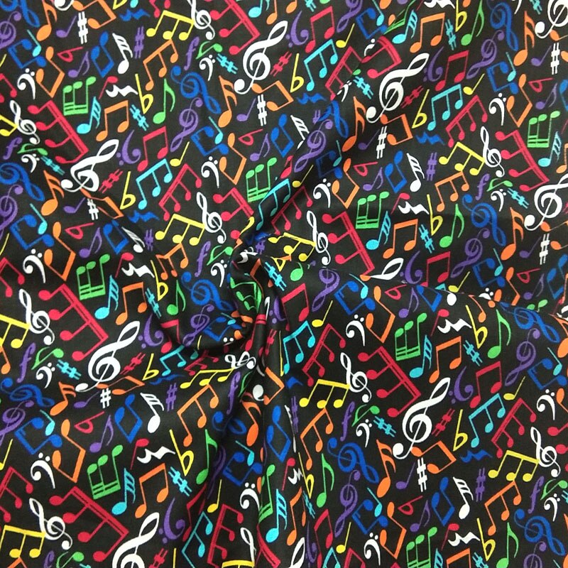50x105cm Rainbow Color Music Note Printed Cotton F... – Grandado