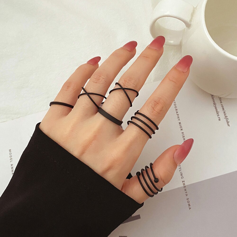 IPARAM Punk Gothic Black Finger Knuckle Ring Set F... – Vicedeal