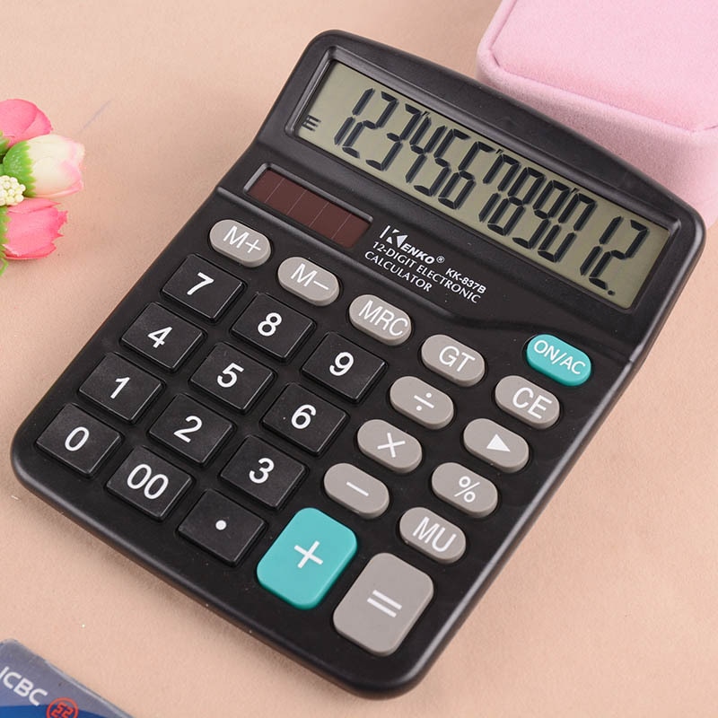 Black 12 Digit Large Screen Calculator Computer Fi... – Grandado