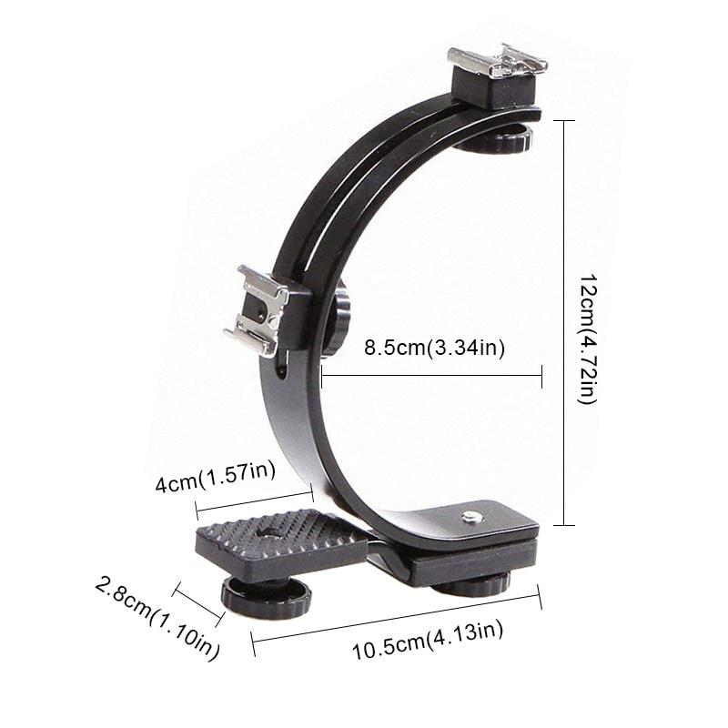 C-Shape Flash Bracket Double Hotshoes Mounting Fla... – Grandado