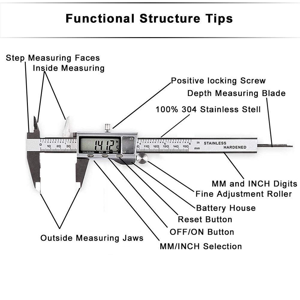 Digital Caliper 0-100/150/200/300mm Measuring Tool... – Vicedeal