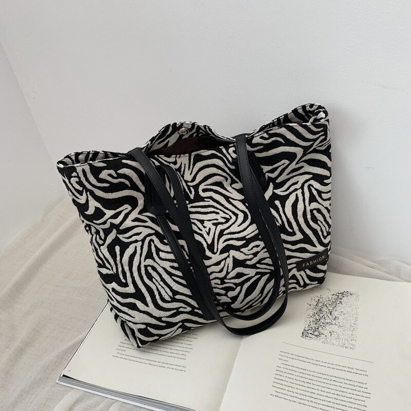Vintage Zebra Patroon Grote Capaciteit Zachte Scho... – Grandado