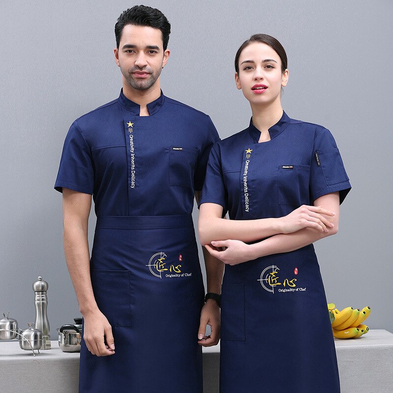 chef's coveralls male short-sleeved summer restaur... – Vicedeal