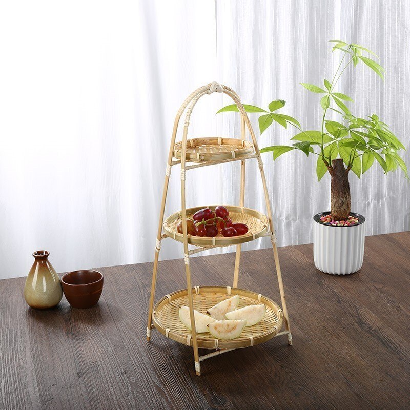 Bamboo Weaving Straw Baskets tier rack Wicker Frui... – Vicedeal