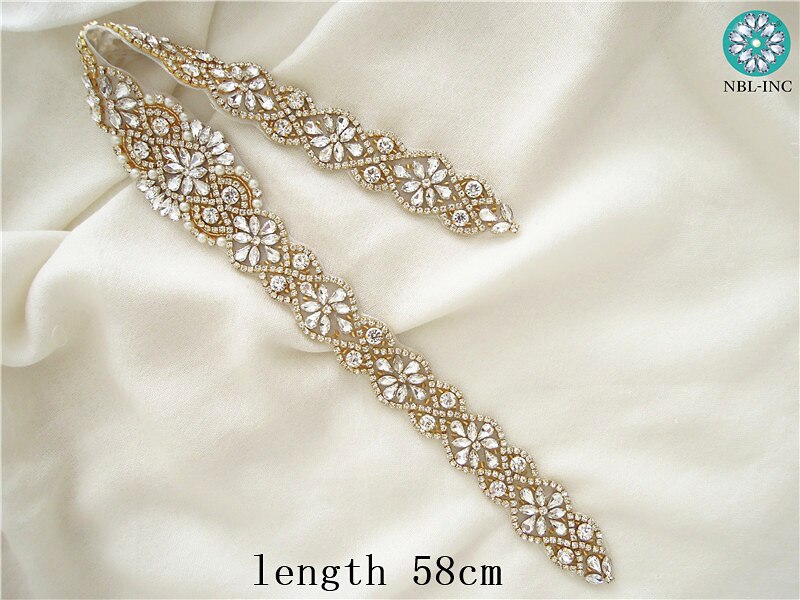 (1PC) Gold clear crystal bridal rhinestone belt we... – Grandado