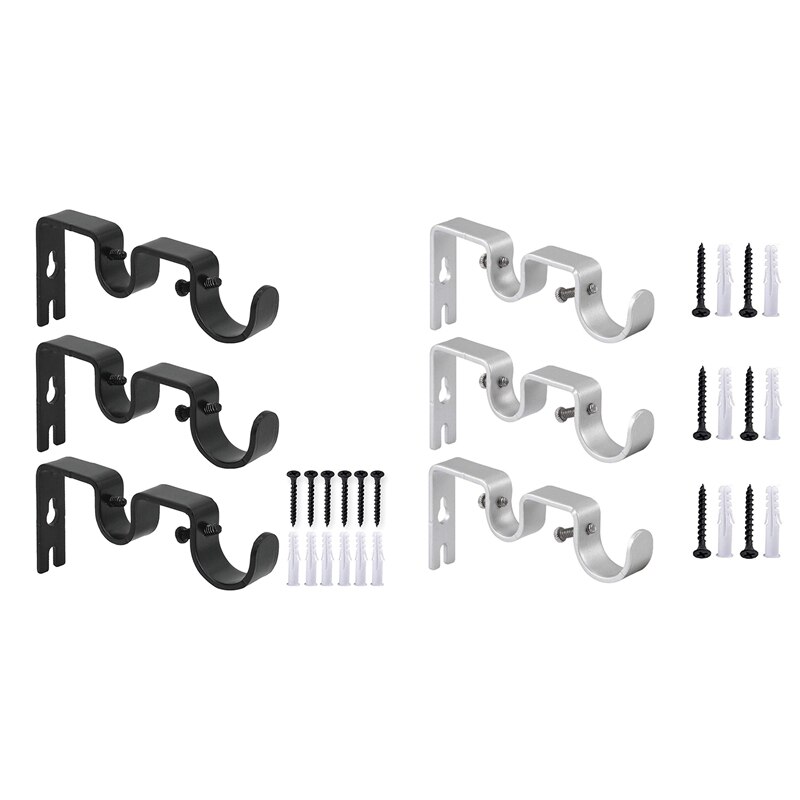 6Pcs Curtain Rod Brackets Double Rod Holders Durab... – Grandado