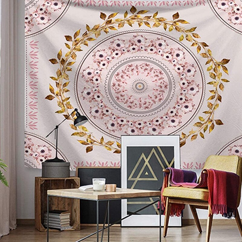 Pink Tapestry Wall Hanging Bohemian, Mandala Flora... – Vicedeal