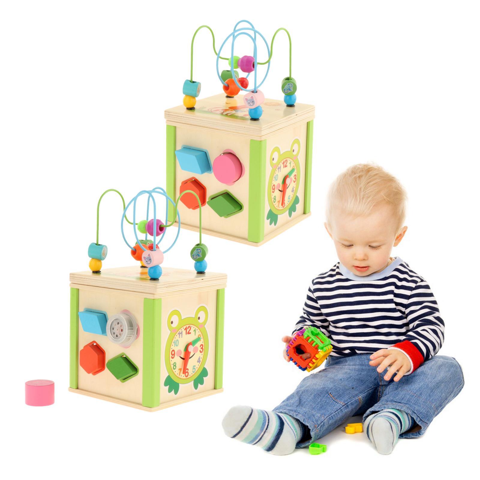 Wooden Bead Maze Shape Sorter Baby Activity Cubes ... – Grandado