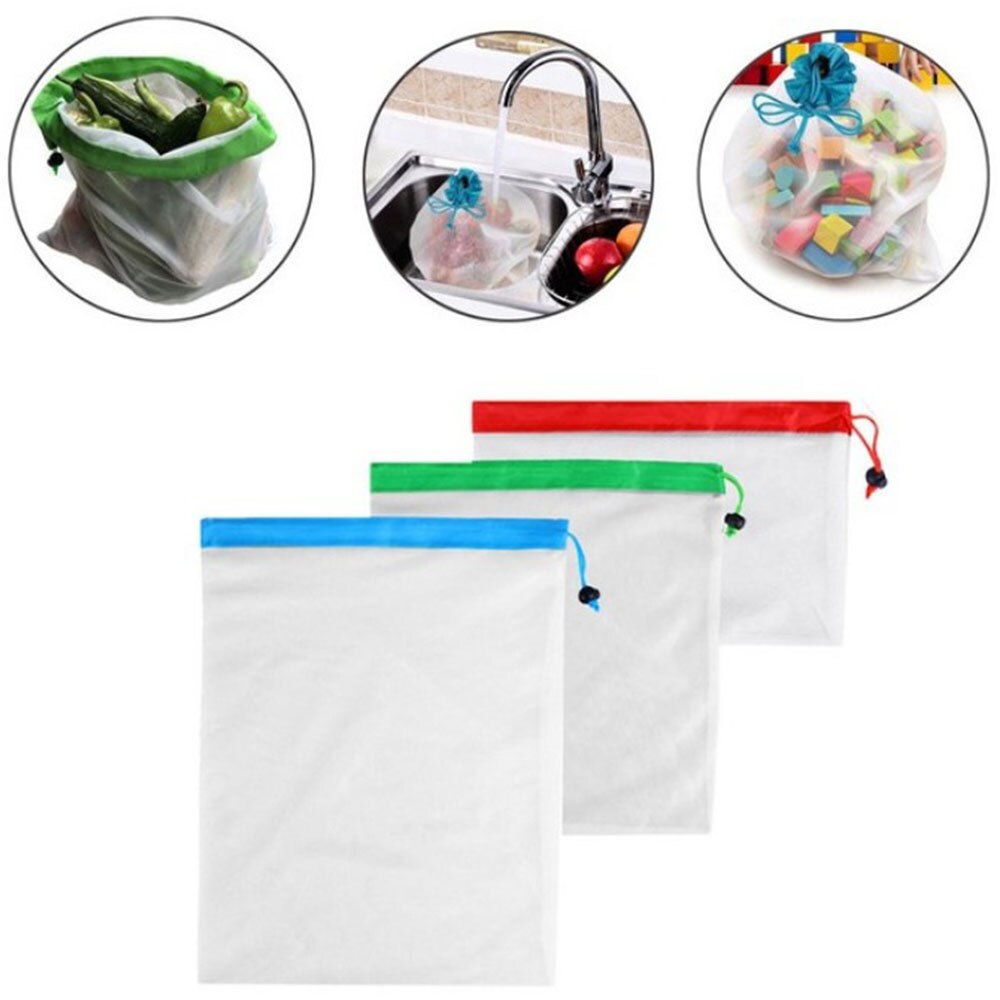 Patchwork mesh fabric vegetable and fruit bag sund... – Grandado