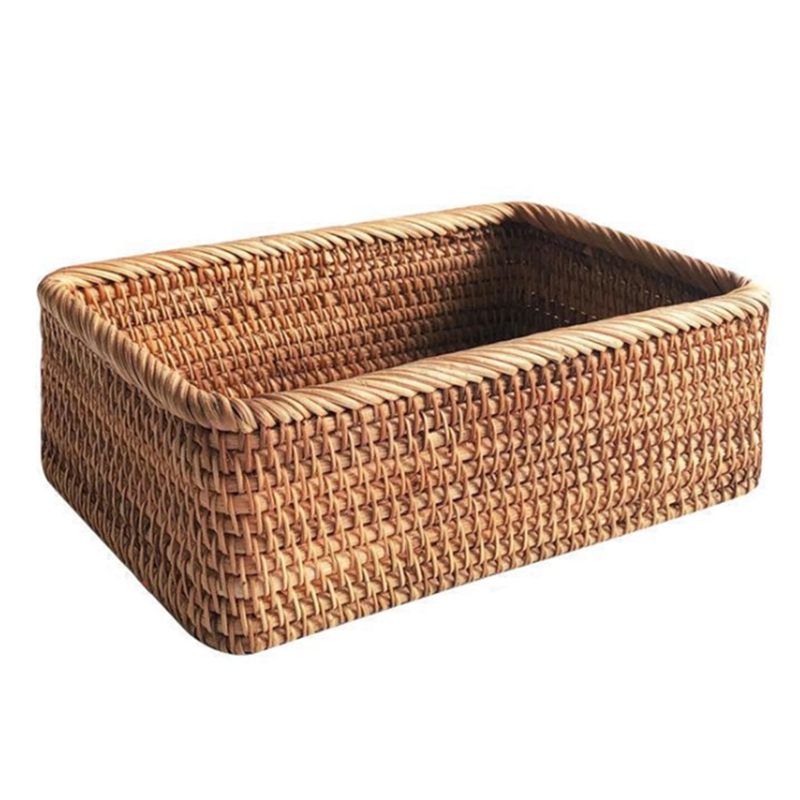 Hand-Woven Rectangular Rattan Wicker Basket Fruit ... – Grandado