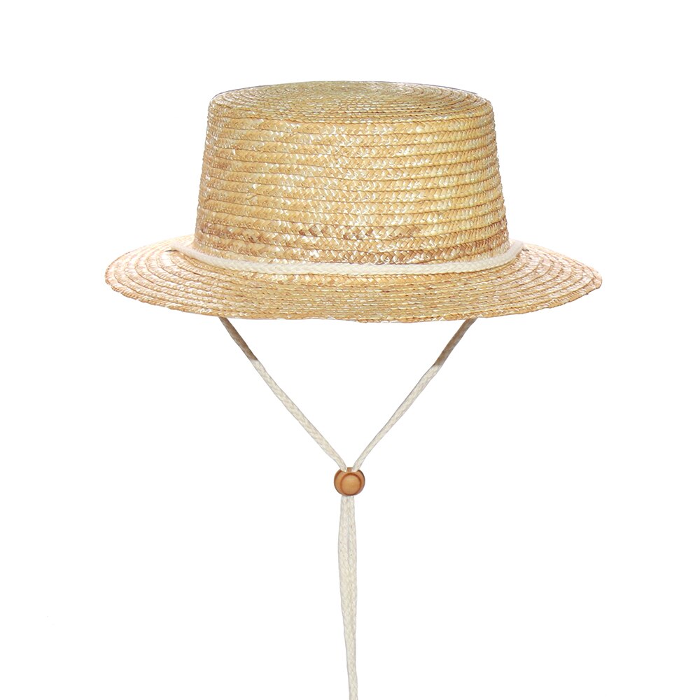 White Boater Hat With Drawstring Chin Strap Kids S... – Grandado
