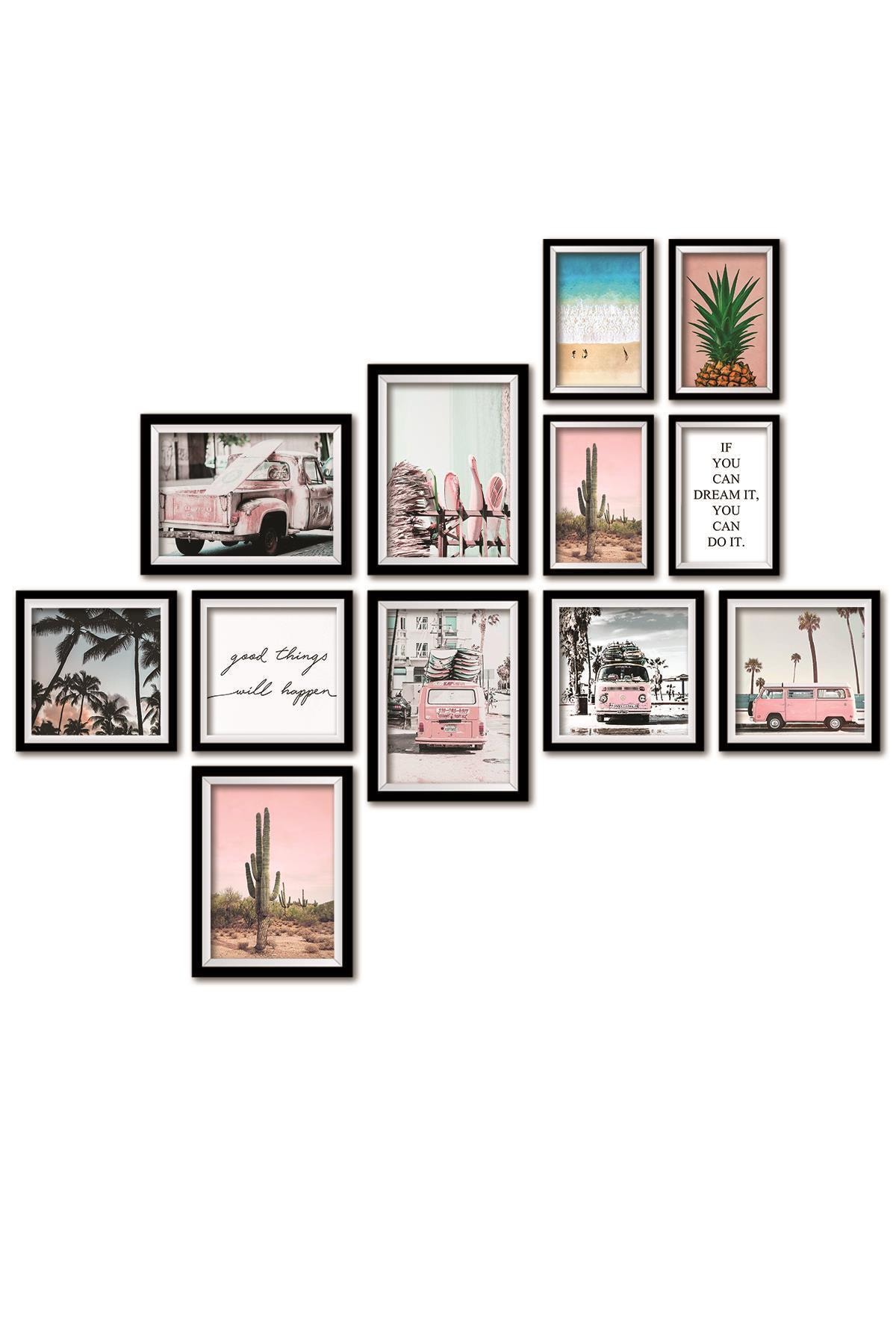 12 Parça Coated Paper Wall Poster Table Set Frame ... – Vicedeal