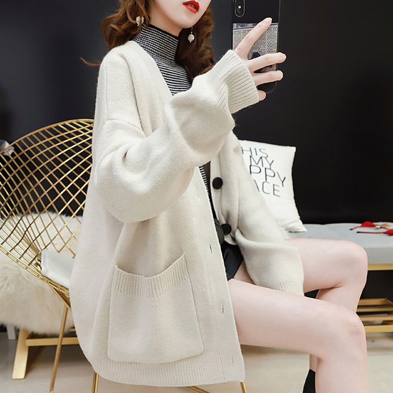PEONFLY femmes Cardigans pull col en V solide en v... – Grandado