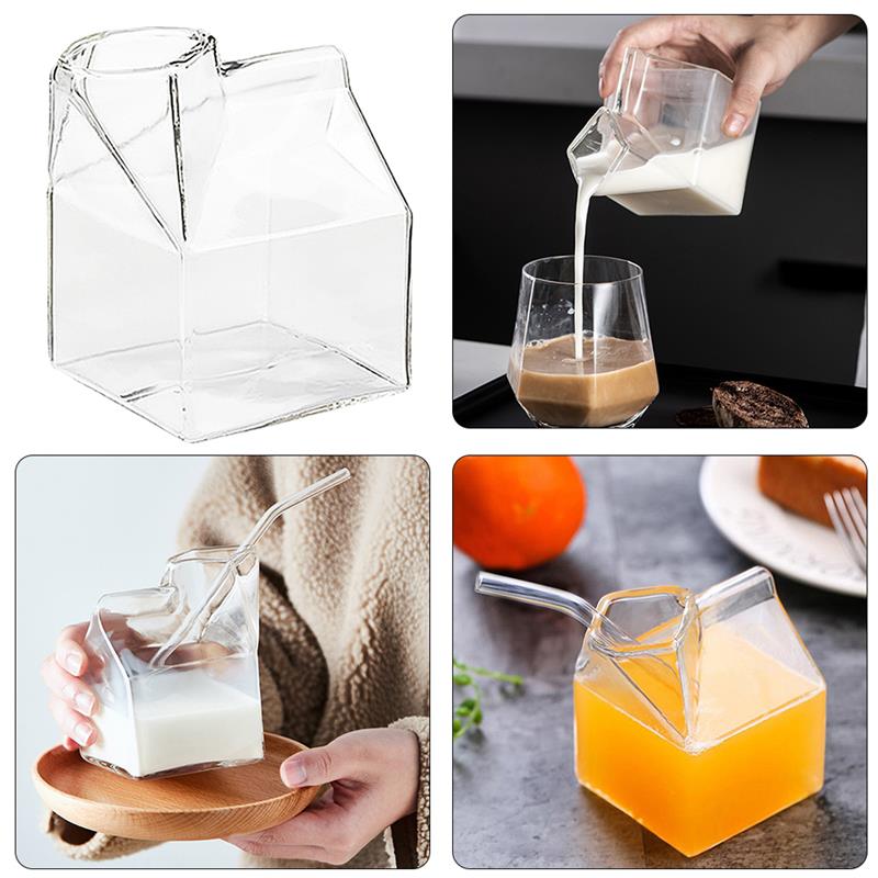 300ml Milk Cup Glass Milk Box Mini Creamer Jug Gla... – Vicedeal