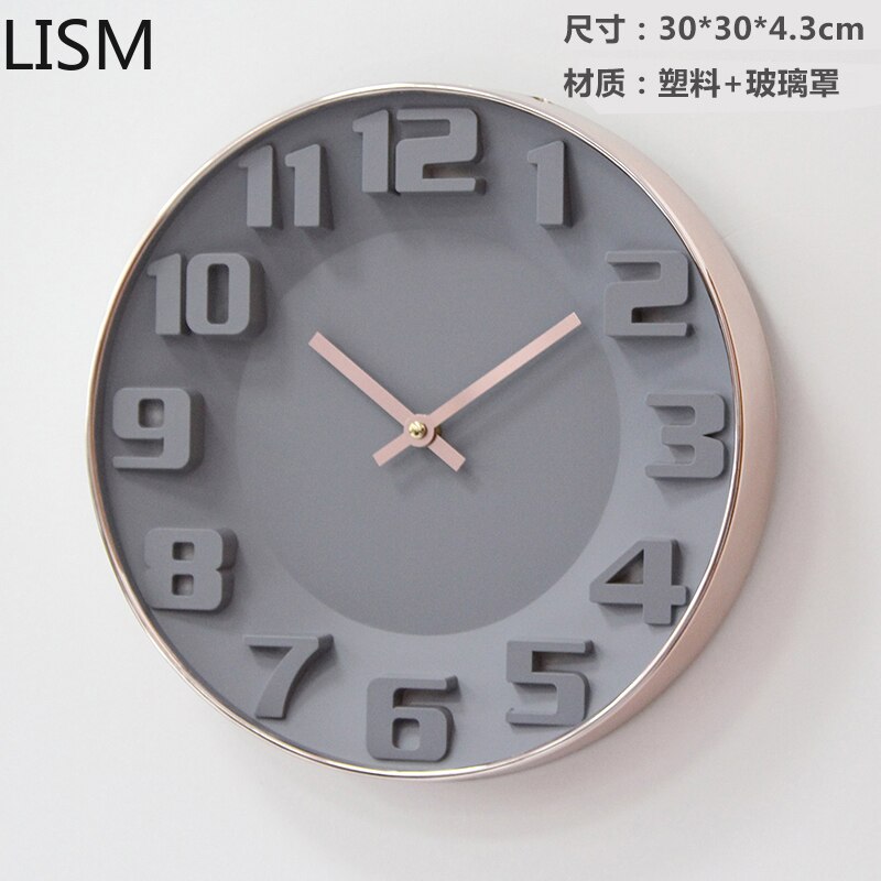 Digital Clock Wall Nordic Nordic Rose Gold Gray Th... – Grandado