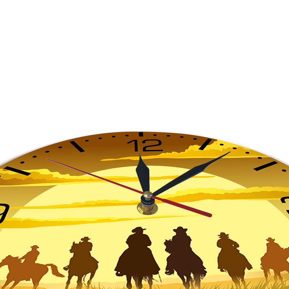Horse Riding Wild West Sunset Wall Clock Western S... – Grandado