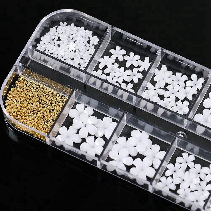 White Small Flower Nail Art Accessories, Resin Thr... – Grandado