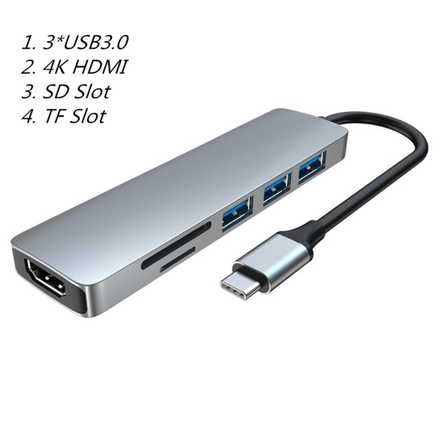 1 6 in thunderbolt 3 adapter usb type c hub naar h... – Vicedeal