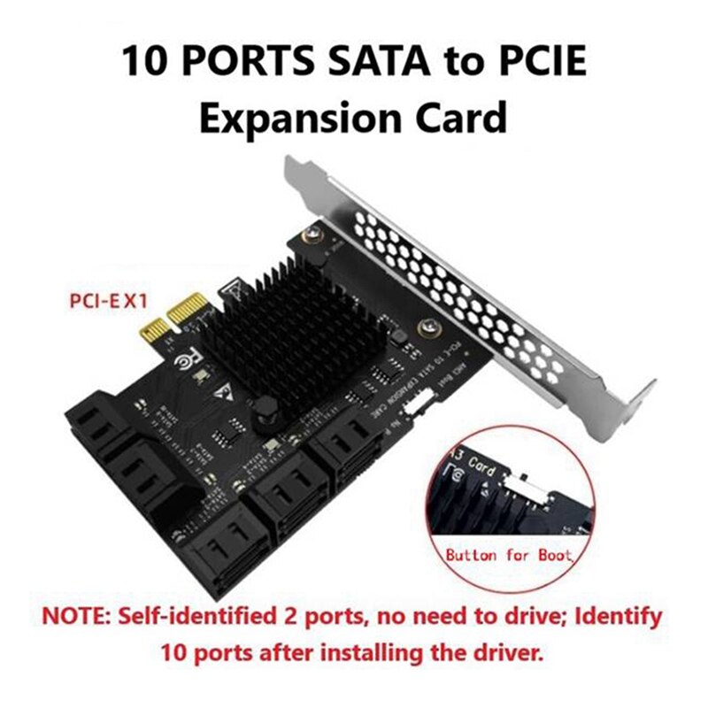 10 Port SATA 3.0 to PCIe X1 Expansion Card PCI Exp... – Vicedeal