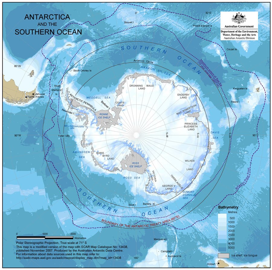 Antarctic And The Southern Ocean Map Bright Color ... – Grandado