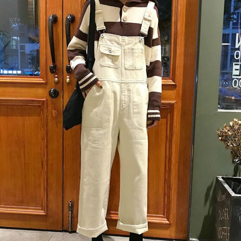 Jumpsuits dam overall lösa solida enkla fickor kor... – Grandado