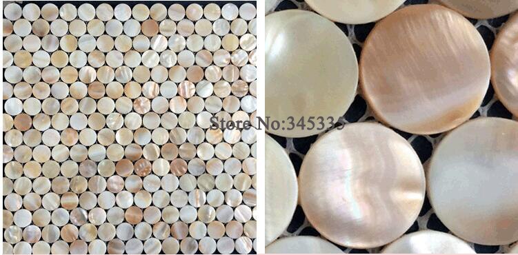 natural penny round shell mosaic mother of pearl t... – Vicedeal