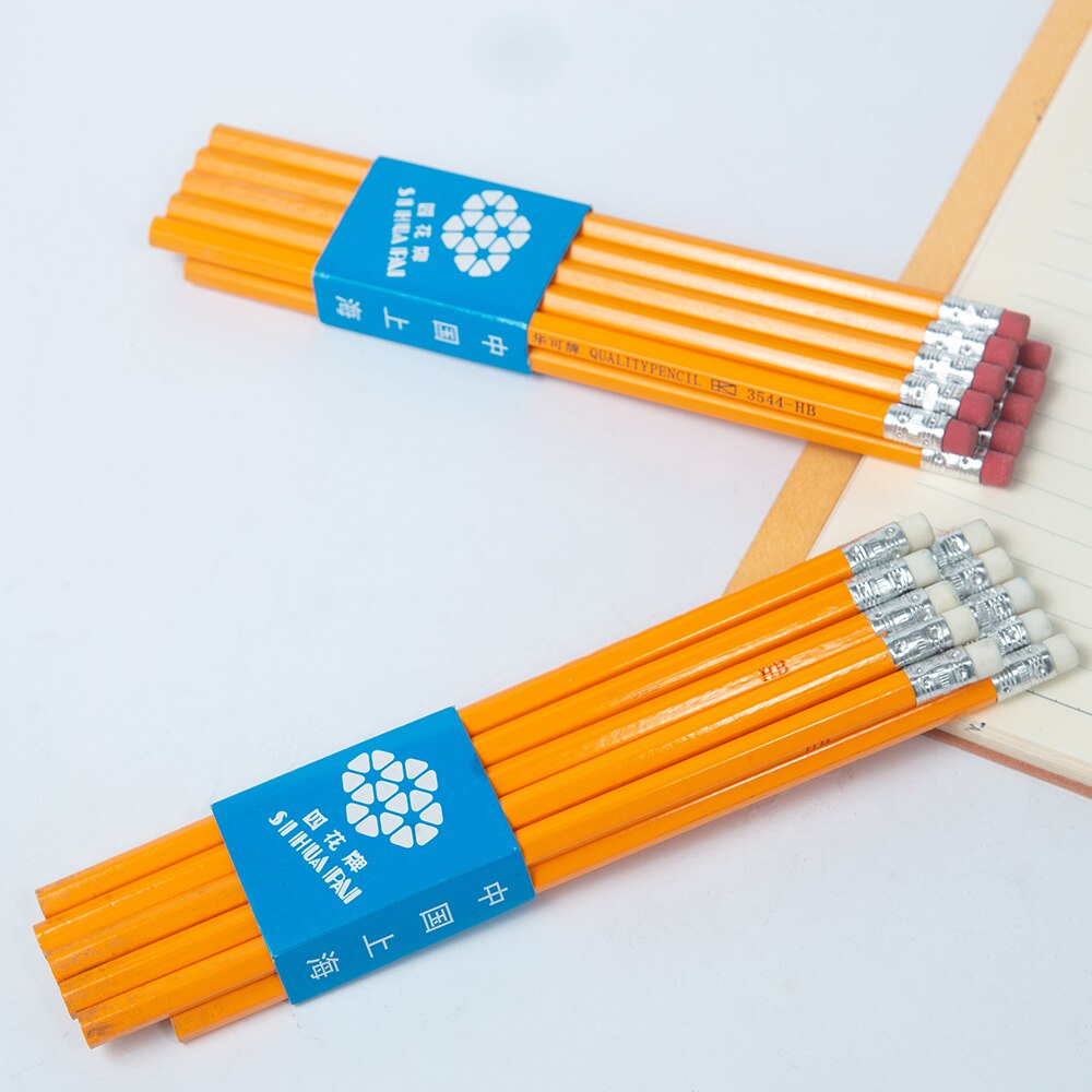 10pcs Yellow Wooden Pencils with Erasers HB Black ... – Grandado