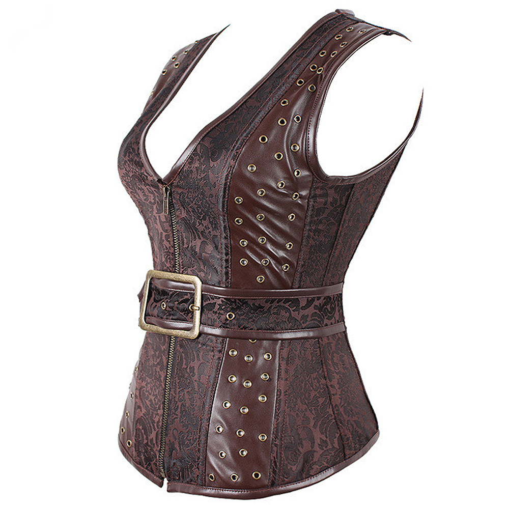 Womens Brown Steampunk Corset Gothic Clothing Sexy... – Grandado