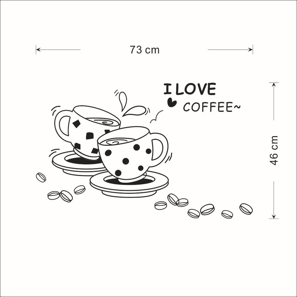 I love coffee wall decal removable cute coffee cup... – Vicedeal