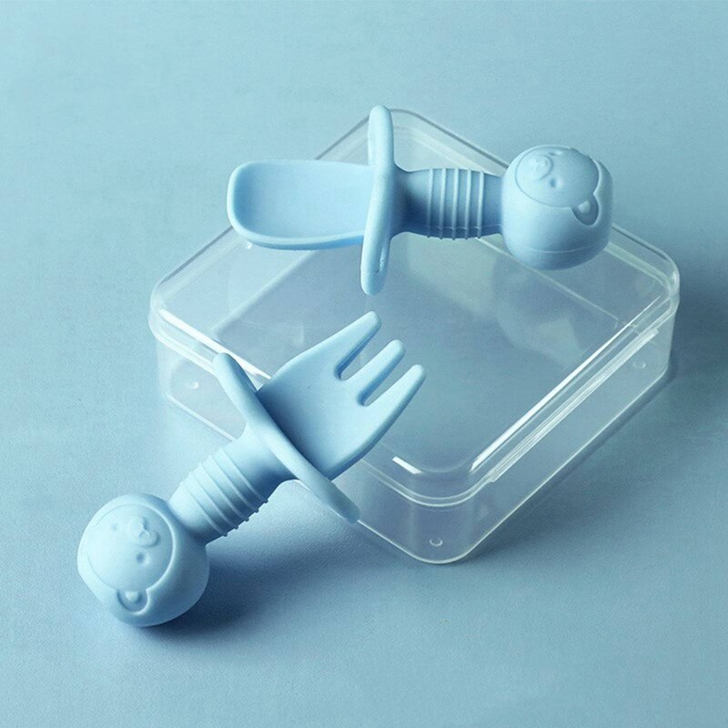 Baby Silicone Soft Spoon Short Fork Spoon Cutlery ... – Grandado